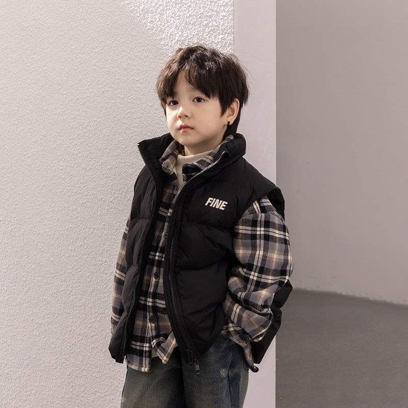 艾摩贝贝新国标儿童2023冬款90白鸭羽绒马甲外套宝宝保暖羽绒服潮 艾摩贝贝新国标儿童2023冬款90白鸭羽绒马甲外套宝宝保暖羽绒服潮